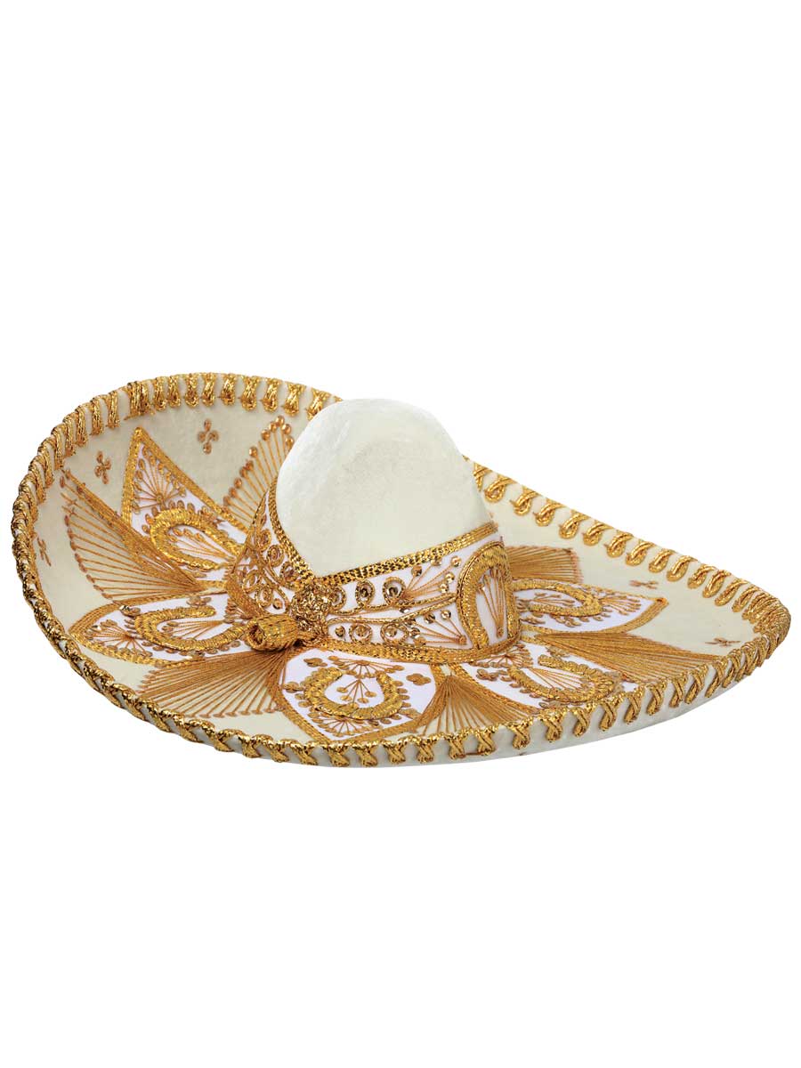 Mexican Charro Hat Velvet Ivory/Gold 600209 – Margarita Western